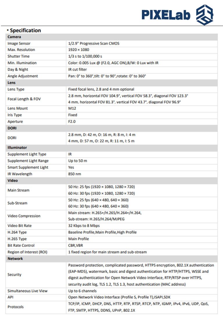 CAMERA PIXELab – PXL-B321PS-I – Công ty Cổ phần Phát triển Công Nghệ 579